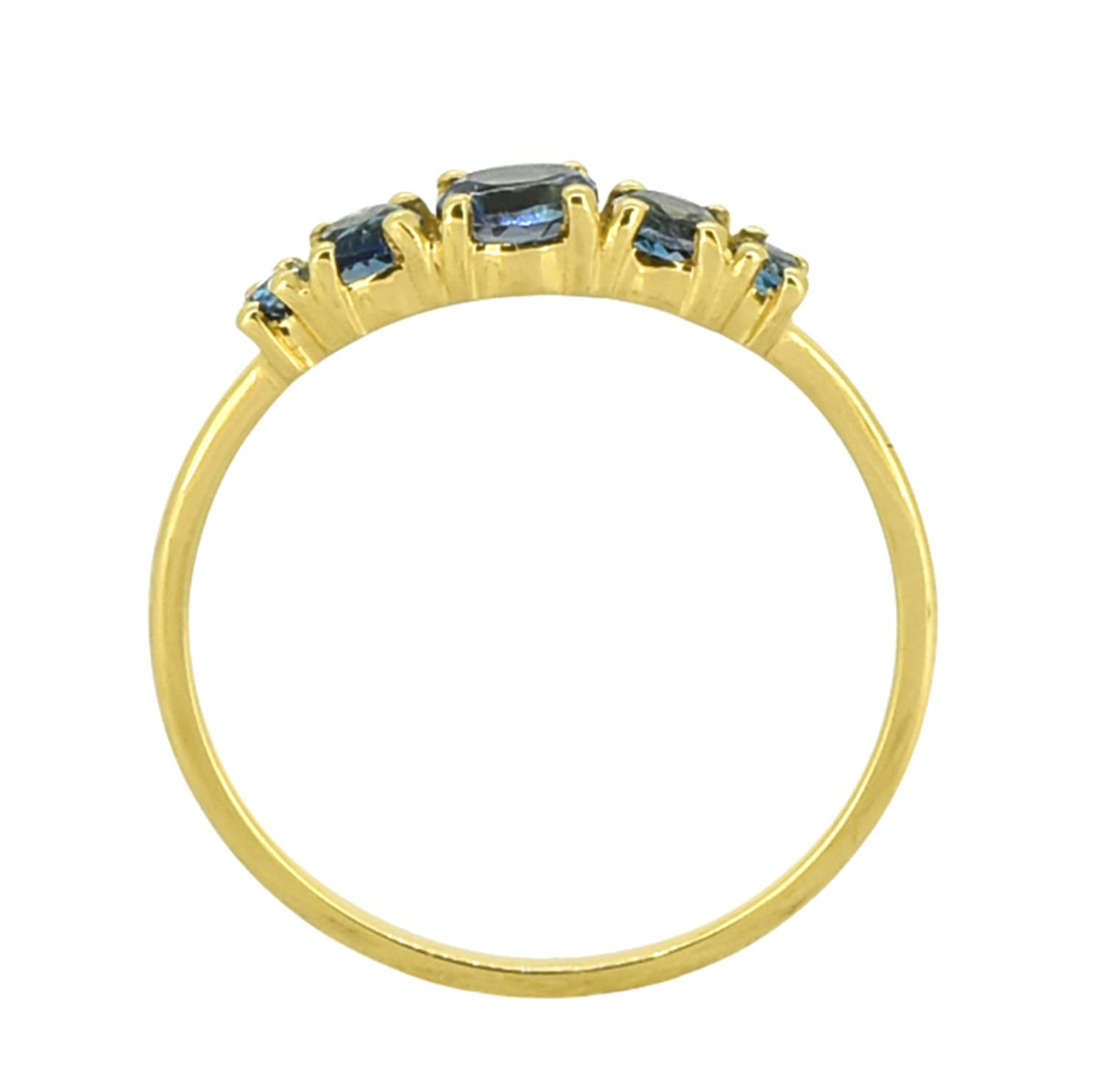 YoTreasure Petite London Blue Topaz Five-Stone Ring 18K Gold Plated Silver
