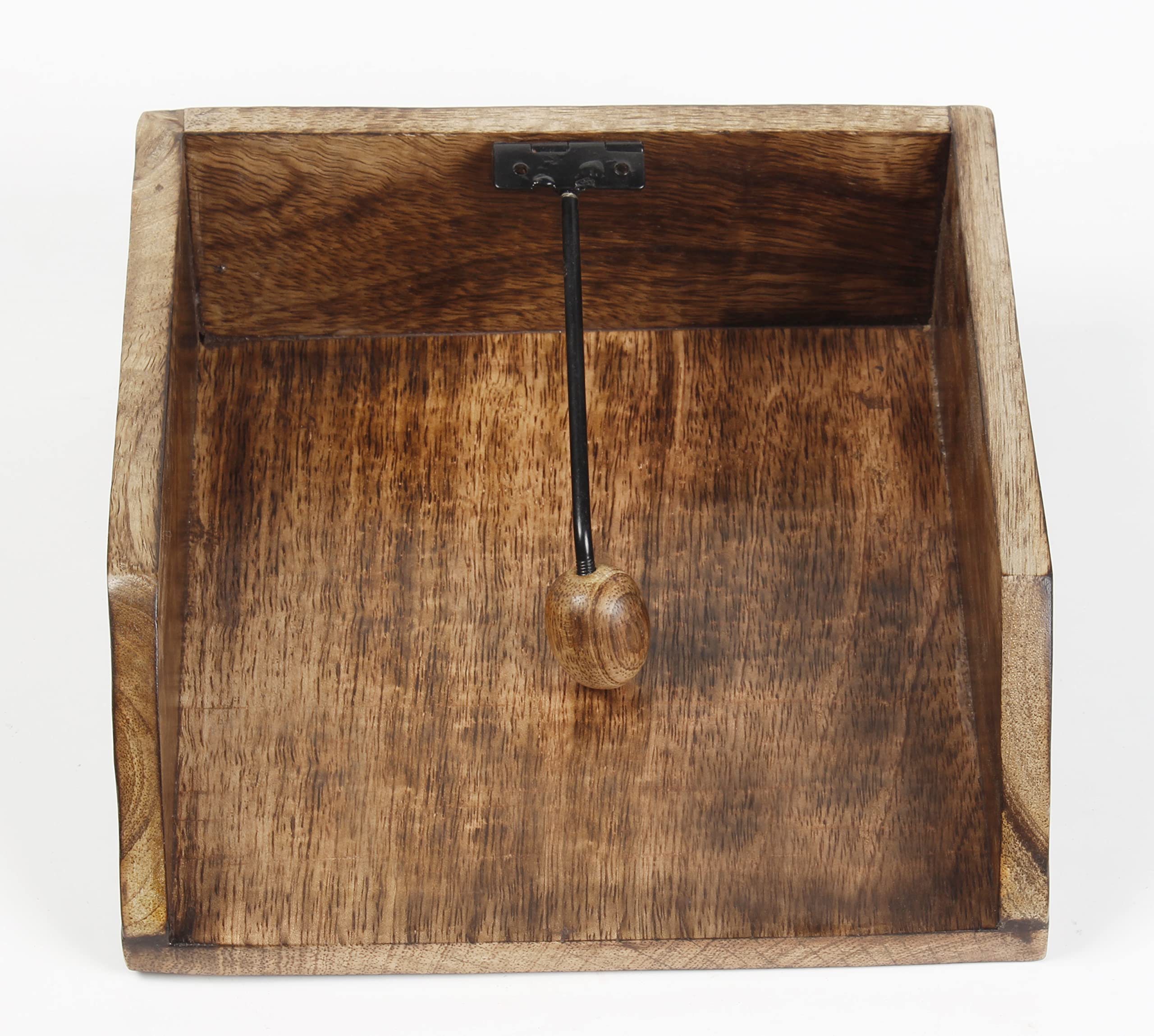 Wooden Napkin Holder Flat Scroll Collection, Bar Napkin Holder for Tables, Tableware Tissue Holder, Farmhouse Napkin Dispenser, Kitchen Bathroom Bedroom Countertop | 8" X 8" X 2.8" (Borwn)