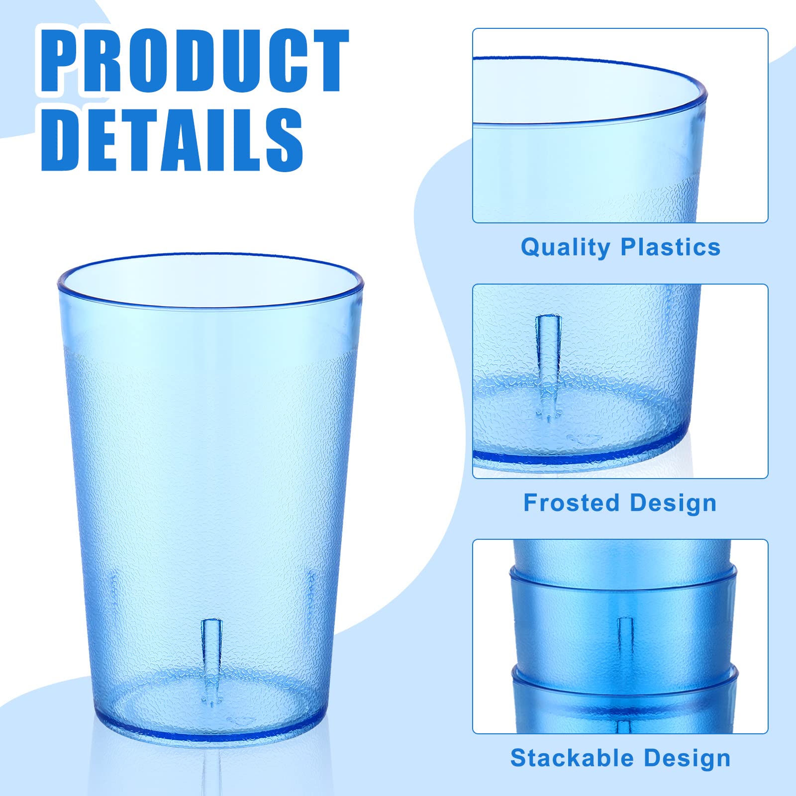 Sumind 48 Pack Acrylic 8 oz Restaurant Style Water Tumblers Plastic Drinking Glasses Stackable Iced Tea Tumblers Reusable Beverage Cups with Texture Anti Slip Break Resistant for Kitchen,4 Colors
