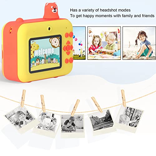 Printing Camera for Kids, Thermal Printing Camera LCD Screen for School (Yellow)