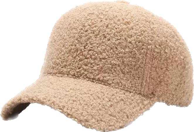 Womens Sherpa Hat - Winter, Warm, Faux Shearling, Baseball Cap (Beige)