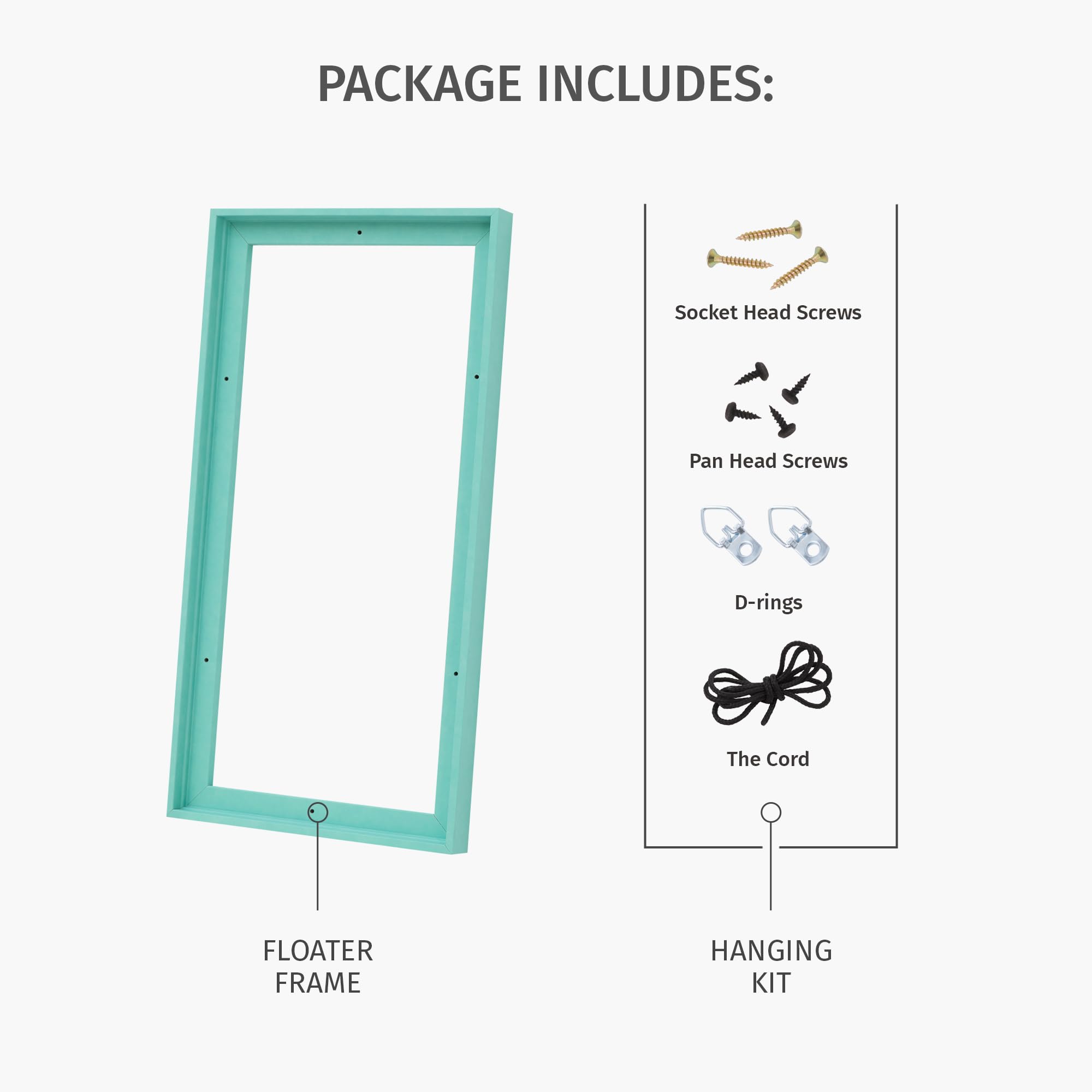 Pixy Canvas 11x14 Floater Frame for 1.5" Deep Canvas Paintings, Wood Panels & Stretched Canvas Boards. 4 Colors Available (White, 11 x 14)