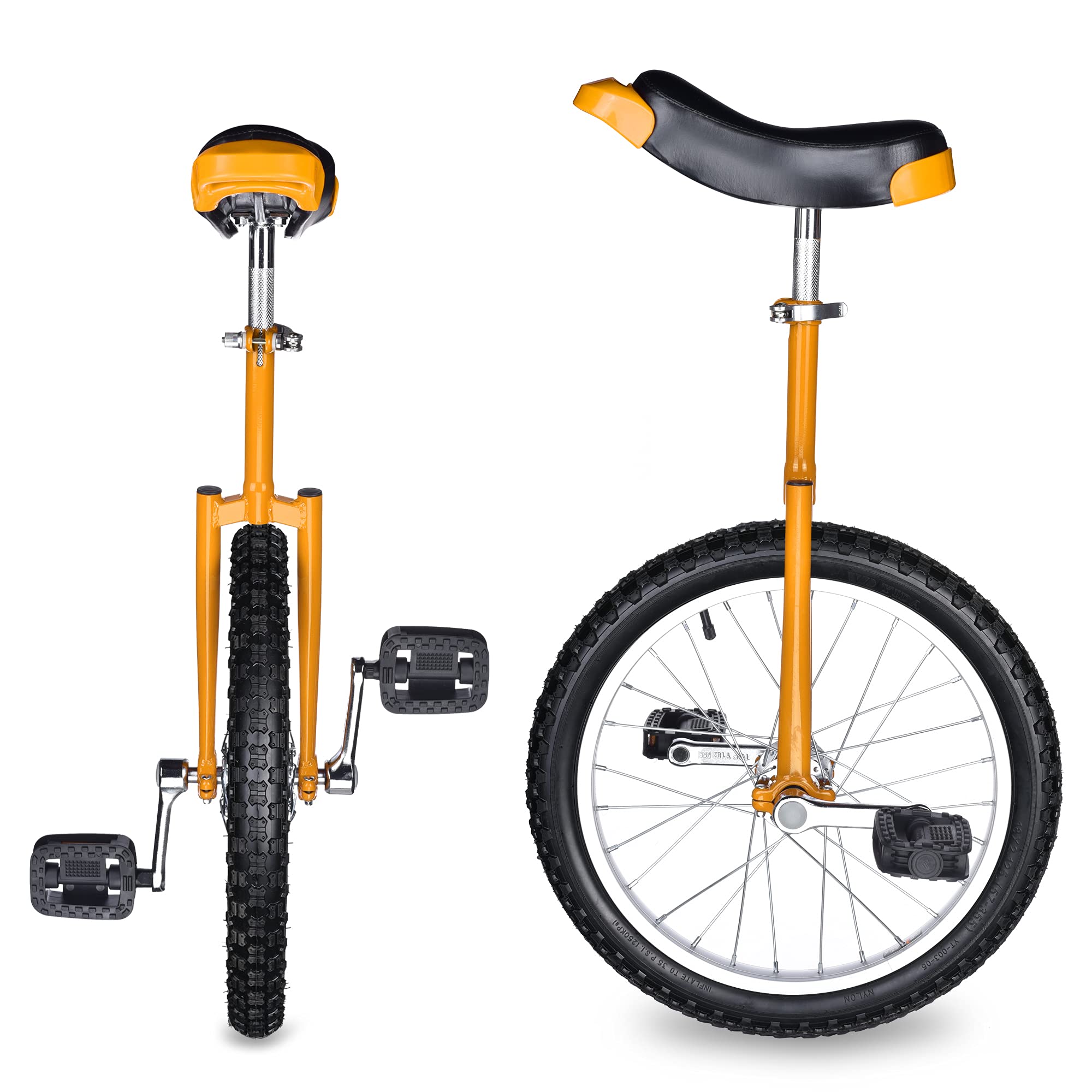 OEM Control Astonishing Yellow 18 Inch in 18" Mountain Bike Wheel Frame Unicycle Cycling Bike with Comfortable Release Saddle Seat