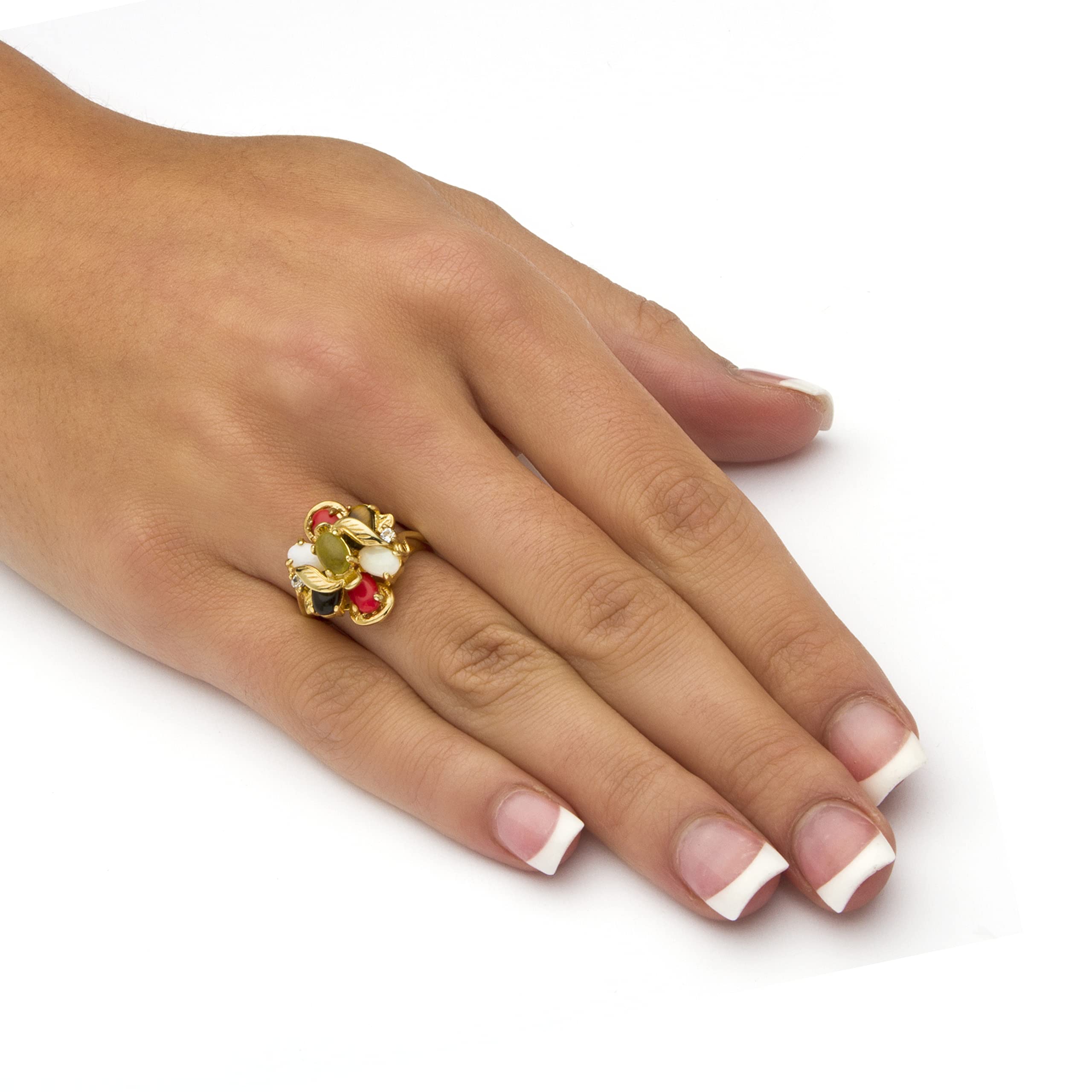 PalmBeach Yellow Gold-plated Genuine Gemstone and Crytal Cluster Ring Sizes 5-10 Size 8