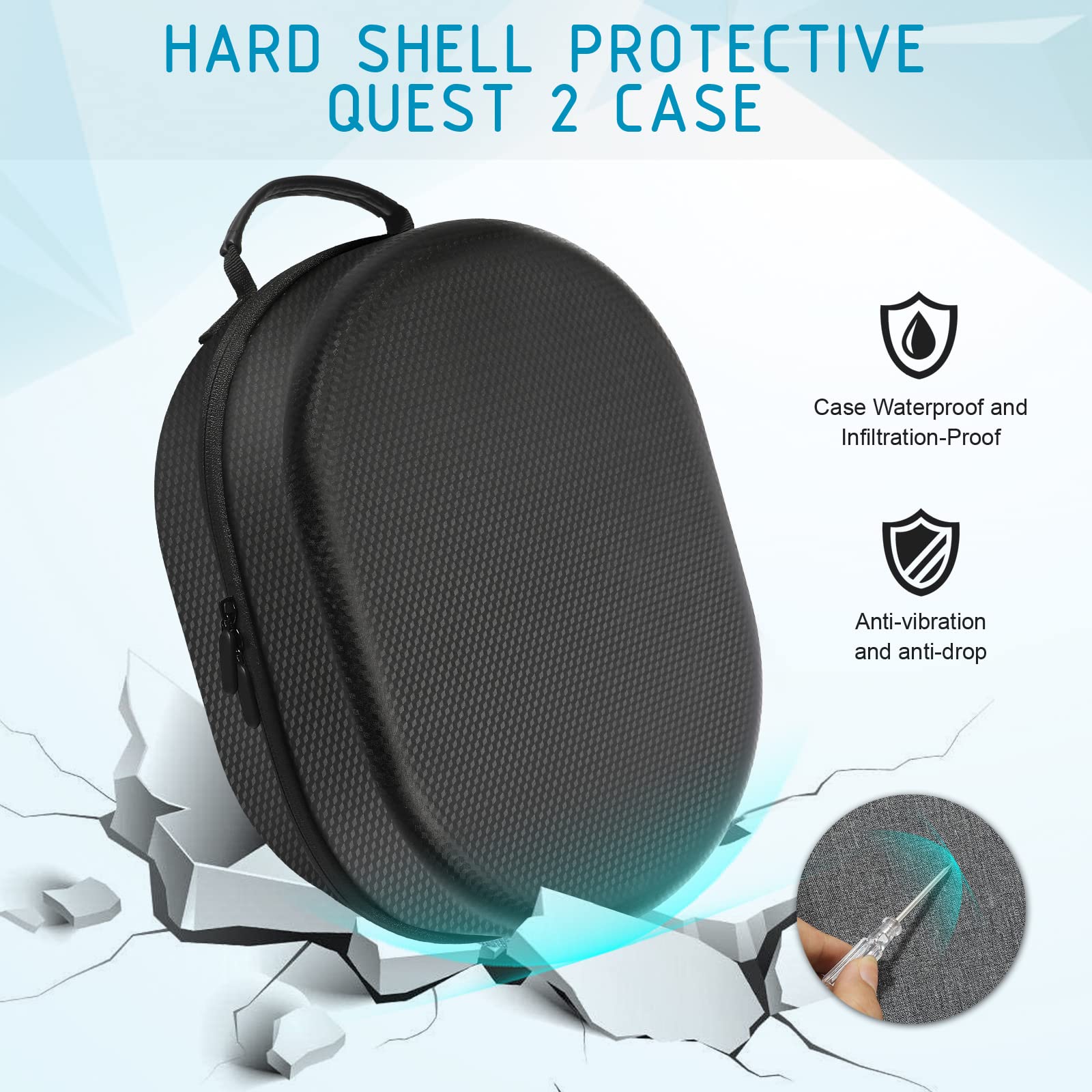 Zortwury Hard Carrying Case Compatible with Oculus/Meta Quest 2 Accessories VR Gaming Headset Touch Controllers & Lens Protector Accessories, Suitable for Travel and Home Storage (Black)