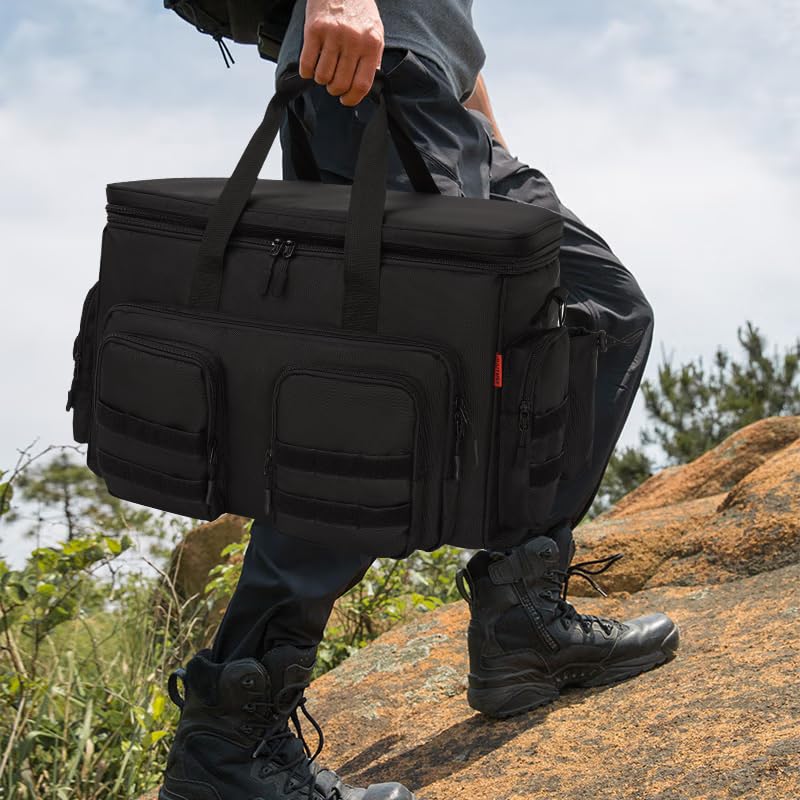 OUUTMEE Tactical Pistol Range Bag with 4 Pistol Cases, Shooting Duffle Range Pistol Bag with 5 Compartments, Multiple Magazine Slots and Extra Pockets for Ammo and Essentials
