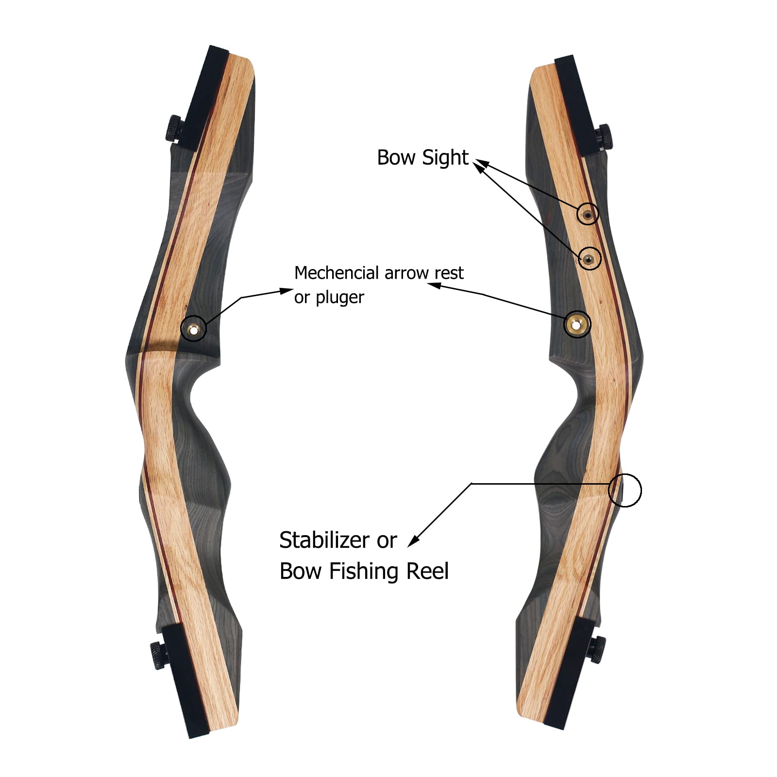 TBOW 62" Takedown Recurve Bow 25-60LB Adult Archery Competition Athletic Right Hand Archery Kit for Outdoor Training Hunting Shooting(45Lbs)