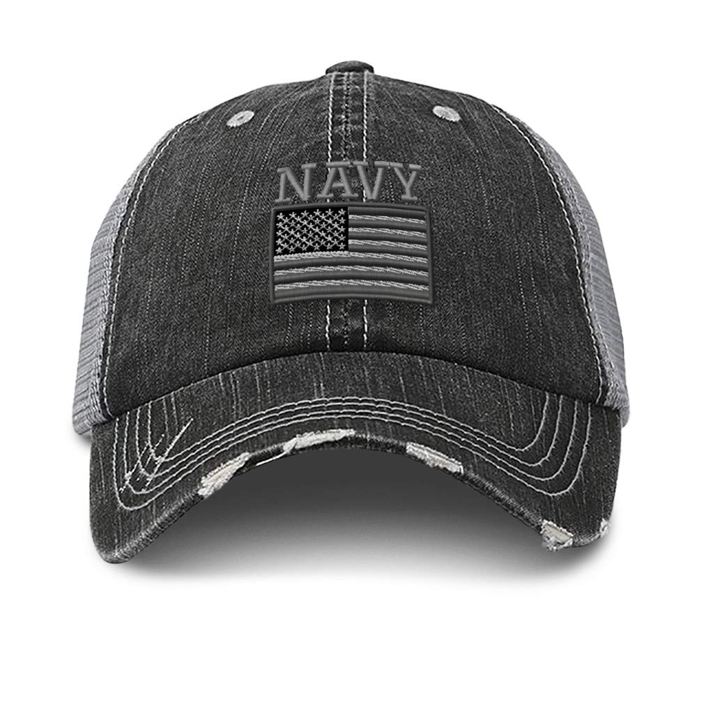 Speedy Pros Distressed Trucker Hat Us Navy American Flag America Embroidery for Men & Women