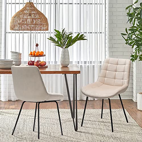 NicBex Velvet Dining Chairs, Upholstered Reception Chairs, Tufted Accent Chair with Metal Legs for Home Kitchen, Living Room, Set of 2, Khaki