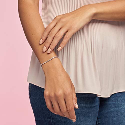 Pandora Jewelry Pink Sparkling Slider Tennis Cubic Zirconia Bracelet in Sterling Silver, 9.0"