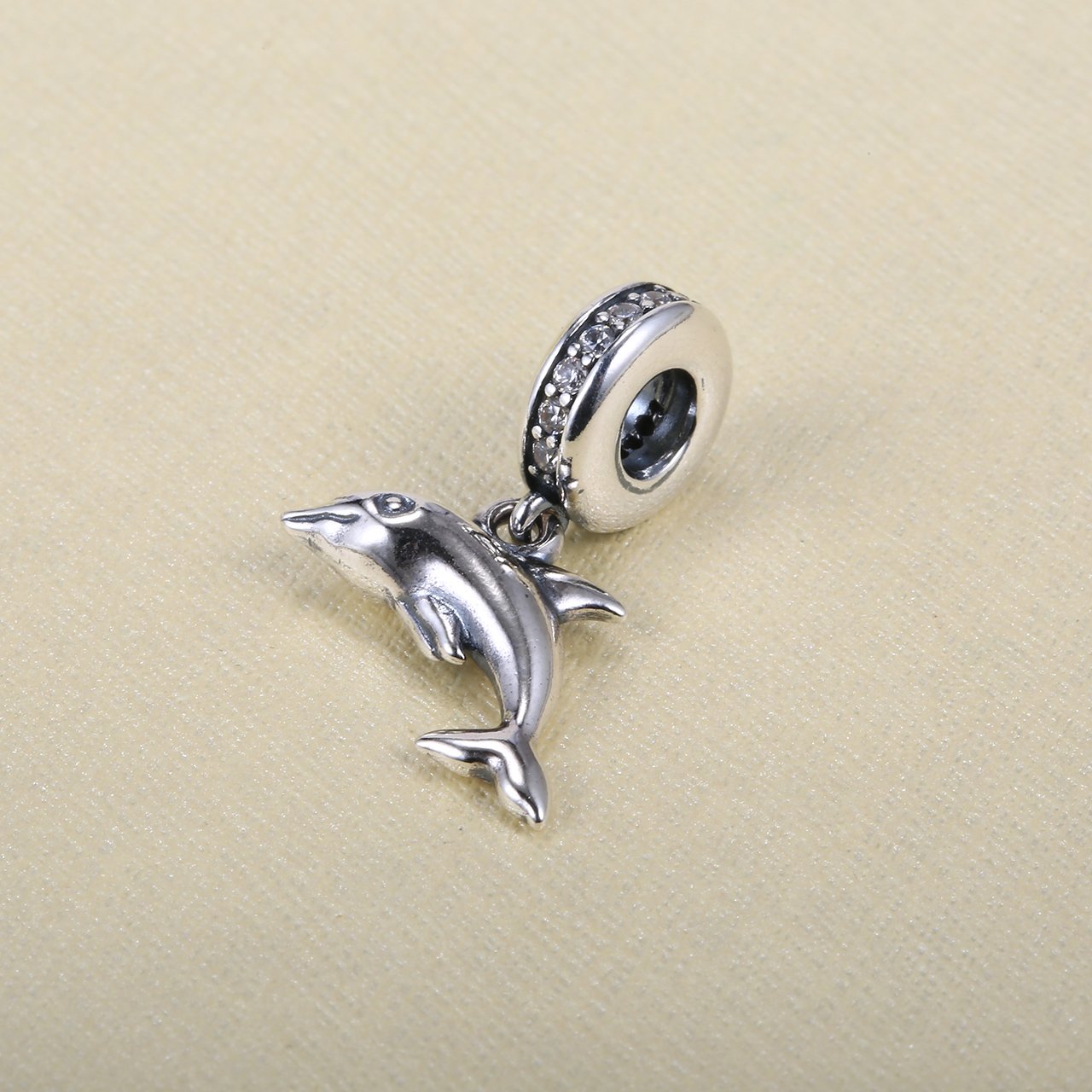 Pandora Jewelry Playful Dolphin Cubic Zirconia Charm in Sterling Silver