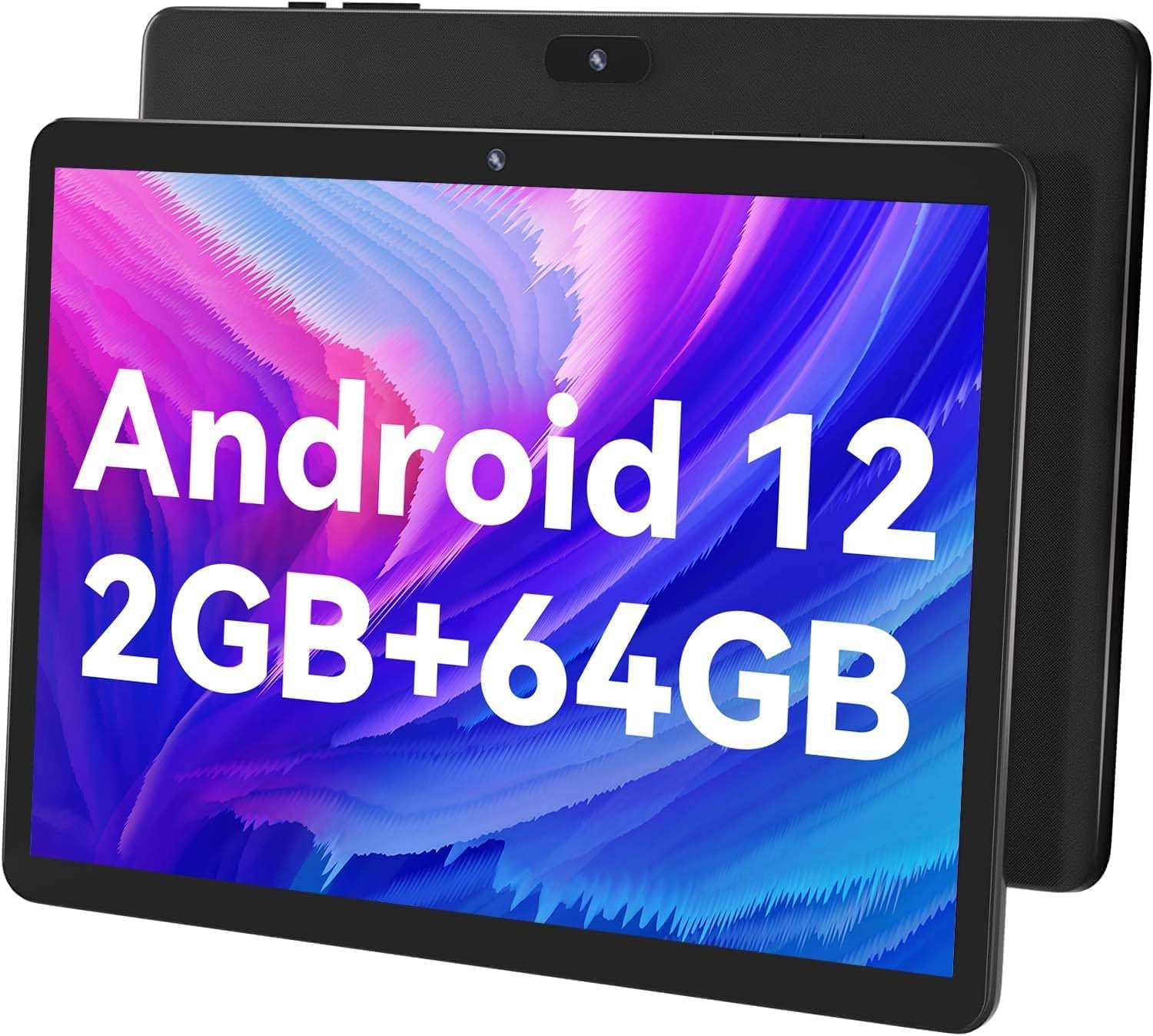 SGIN 10.1 Inch 2GB RAM 64GB ROM Tablet, Android 12 Tablets with Quad-Core A133 1.6Ghz Processor, 2MP + 5MP Camera, GPS, Bluetooth, WiFi, 5000mAh (Black)