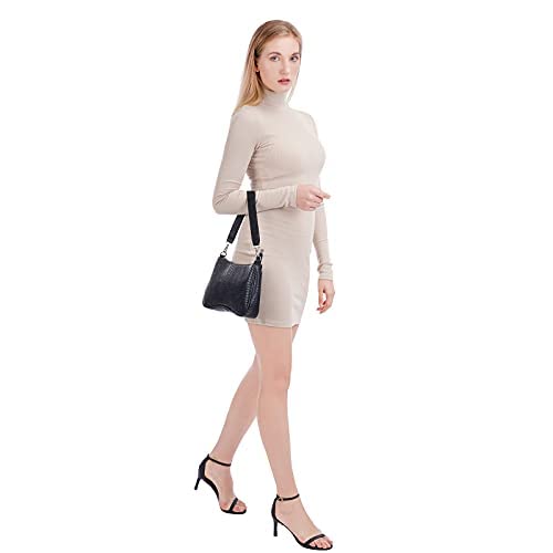 Shoulder Bags for Women, Retro Classic Clutch Small Shoulder Handbag With Widened houlder Strap and Zipper