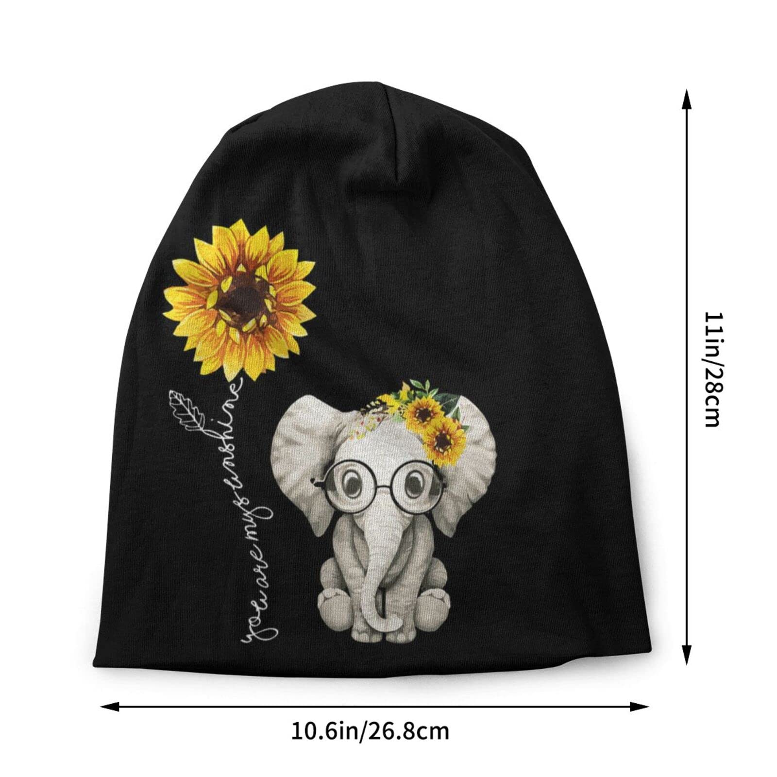 Sunflower Elephant Beanie Hat Cap Keep Warmknit Stocking Cap Slouchy Headwear for Men and Women