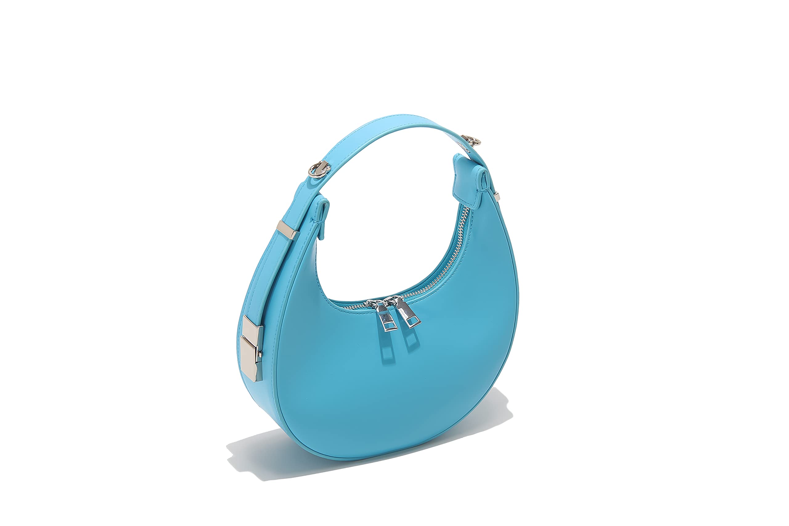Shoulder Bags Handbag for Women, Crossbody Bag Detachable Shoulder Strap Soft PU Leather Zipper Closure - Sky Blue