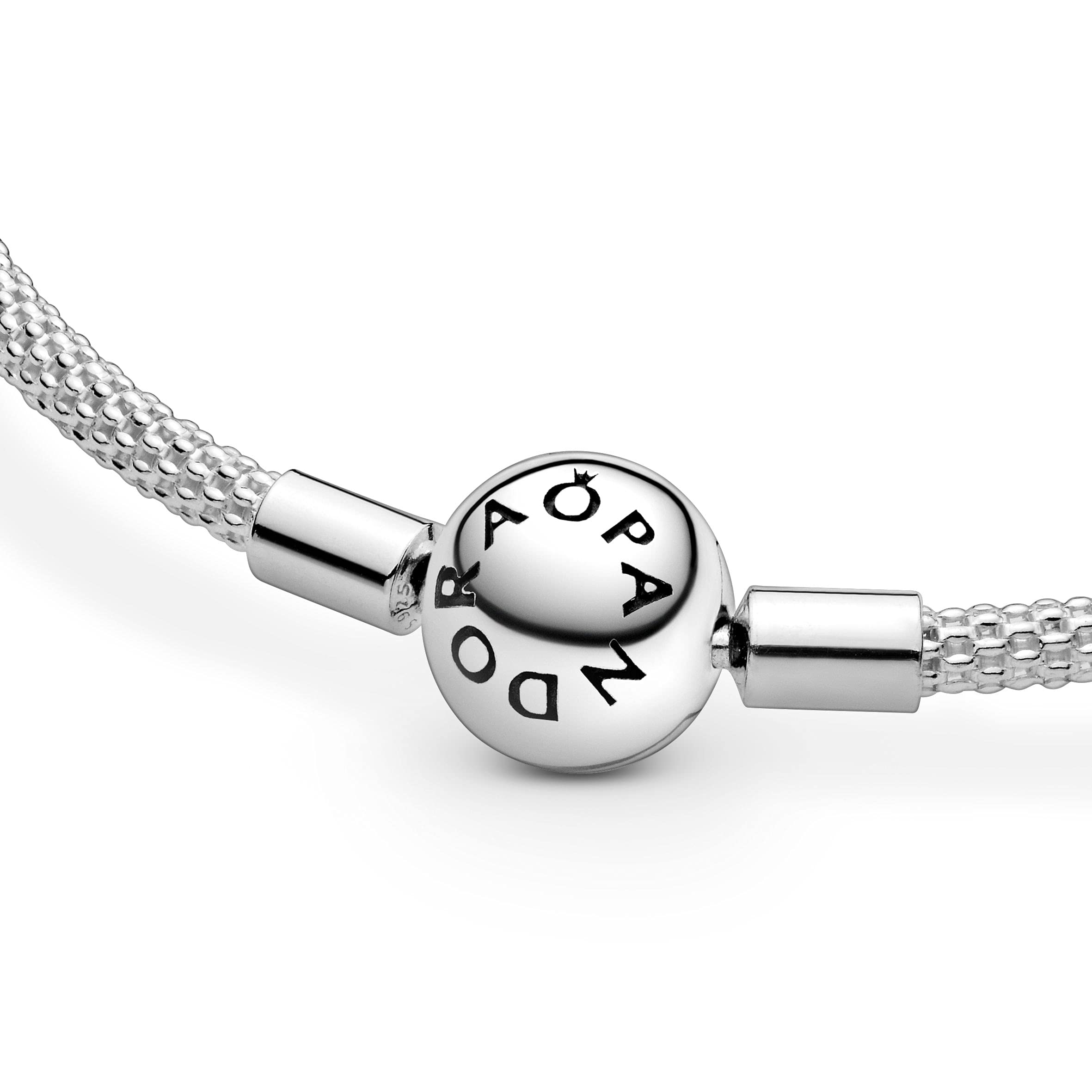 Pandora Moments Mesh Bracelet - Sterling Silver Charm Bracelet for Women - Compatible Moments Charms - Features Sterling Silver - Gift for Her - 8.3"