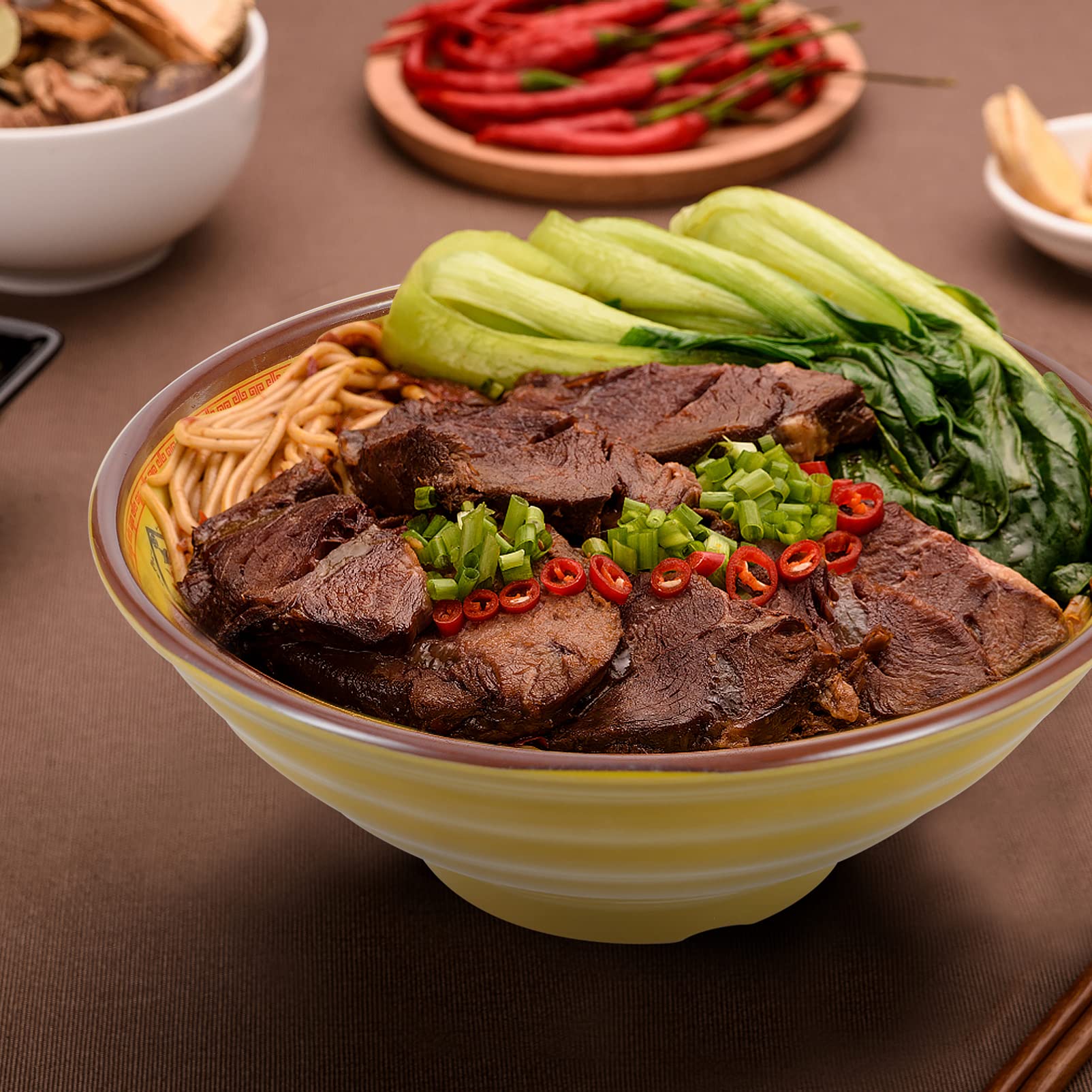 Yardwe Cereal Bowl Camping Dinnerware Bowl Udon Noodle Mala Tang Melamine Camping Eating Utensils Dinner Bowls