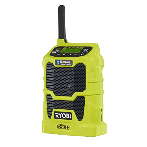 Ryobi 18 Volt Portable Jobsite Radio Kit with USB Port and Bluetooth - P742 + Battery + Charger, (Bulk Packaged, Non-Retail Packaging)