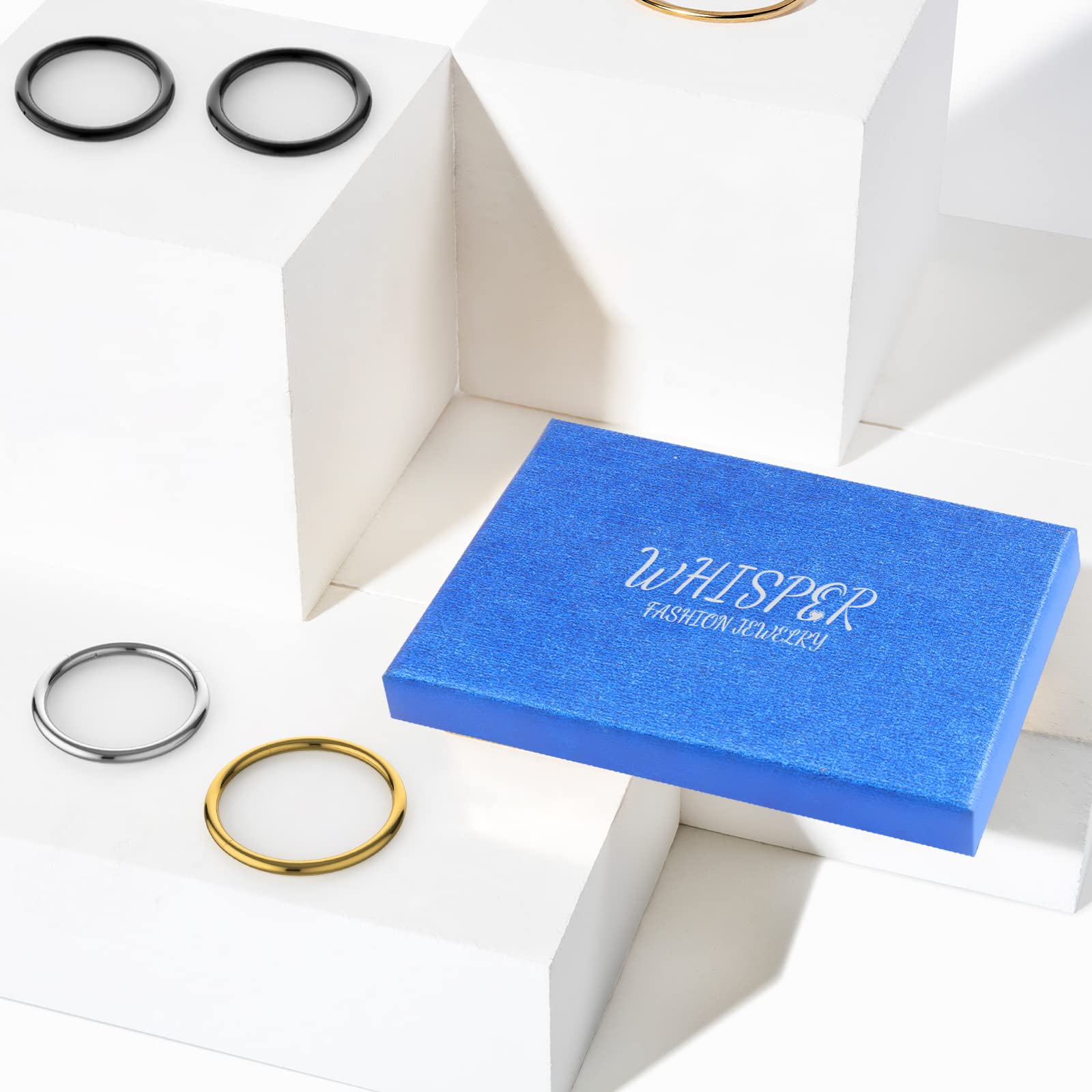 Whisper Nose Rings, 18G Surgical Steel Septum HoopsJewelry Hypoallergenic Hoop Lips 4 Pcs Gold