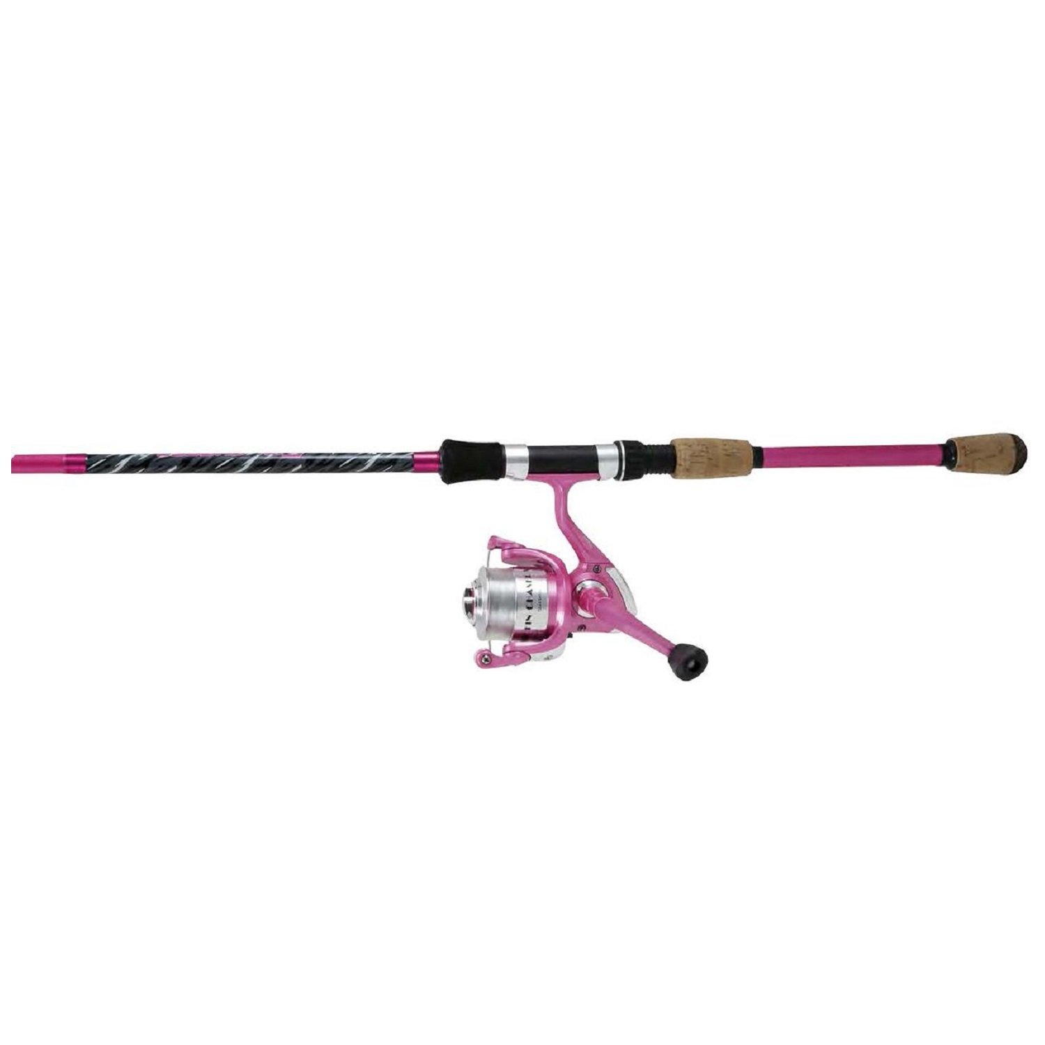 Okuma FNX-662-30PK Fin-Chaser Spinning Combo, 30 Reel Size, 1BB Bearings, 6'6" Length 2pc, 1/8-1/2 oz Lure Rate, Ambidextrous, Pink/Silver