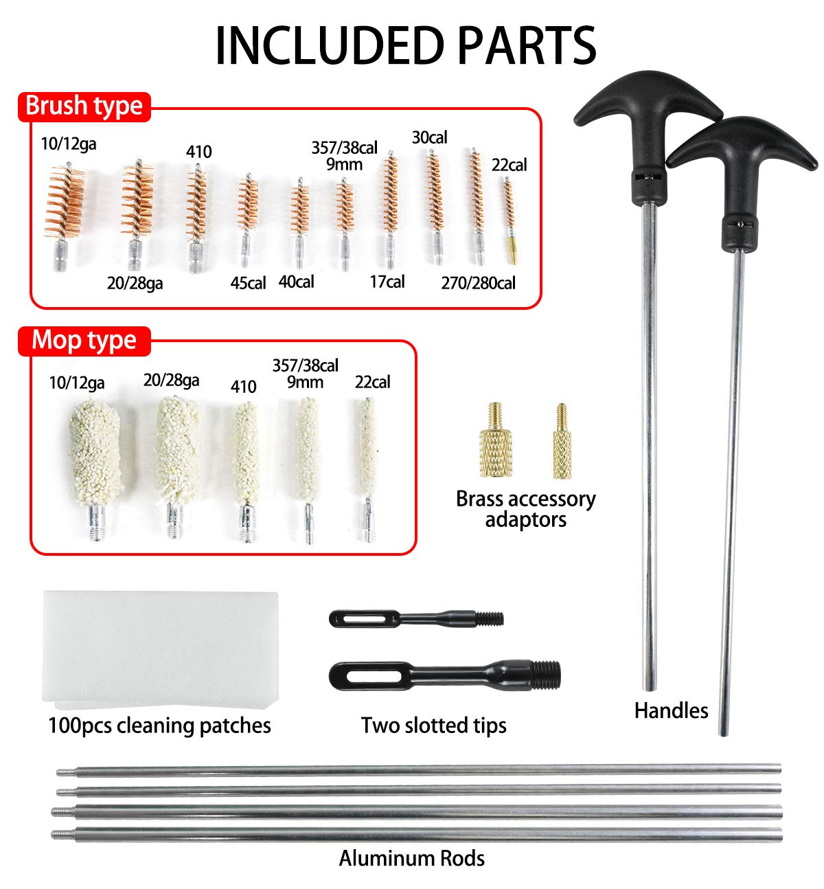 Sutekus Universal Gun Cleaning Kit Shotgun Pistol Rifle Cleaner Kit with Aluminum Case