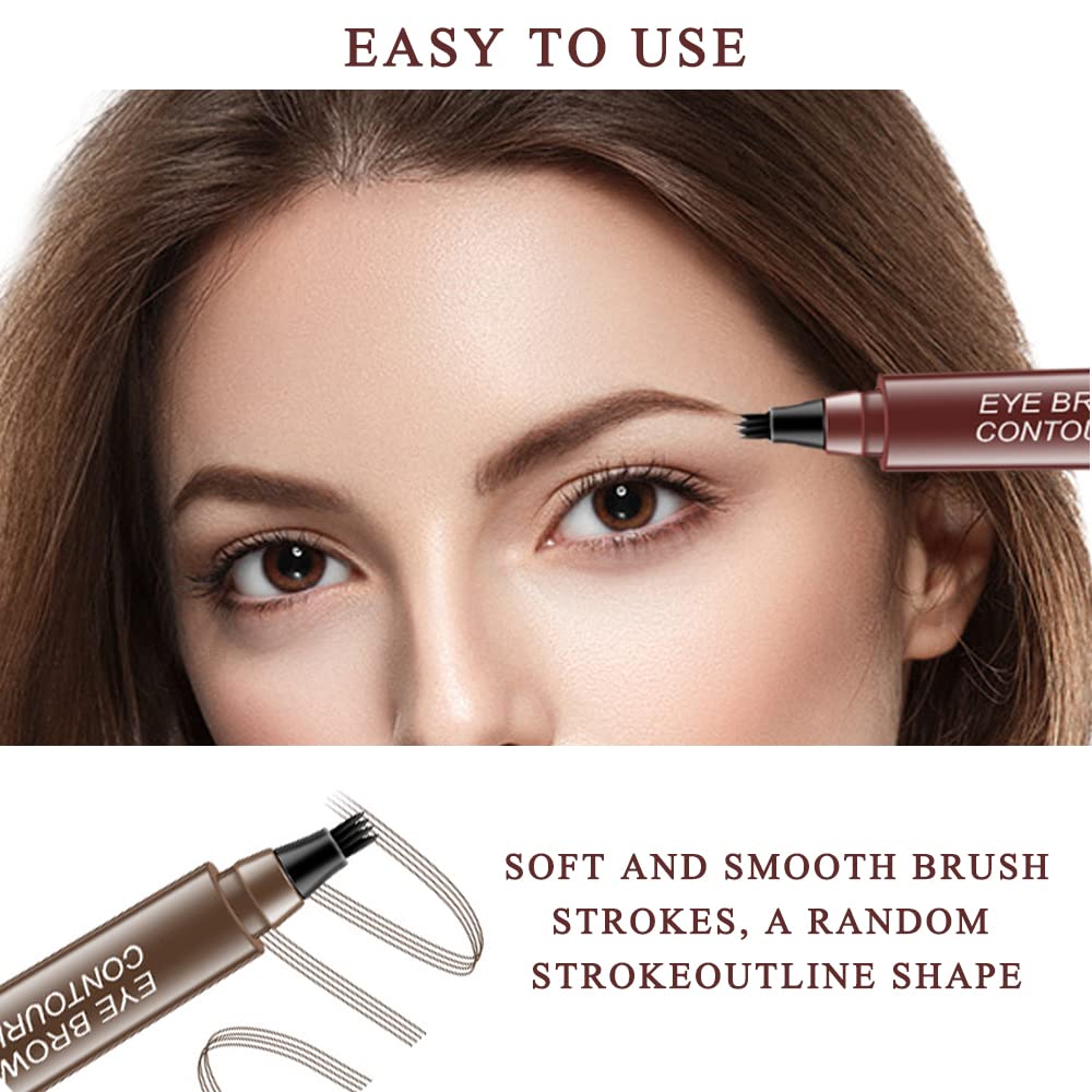 Upgrade Tattoo Eyebrow Pen, Waterproof Microblading Brow Pencil, 24 Hours Long Lasting, Smudge-proof, Natural Looking (2# Dark Brown)