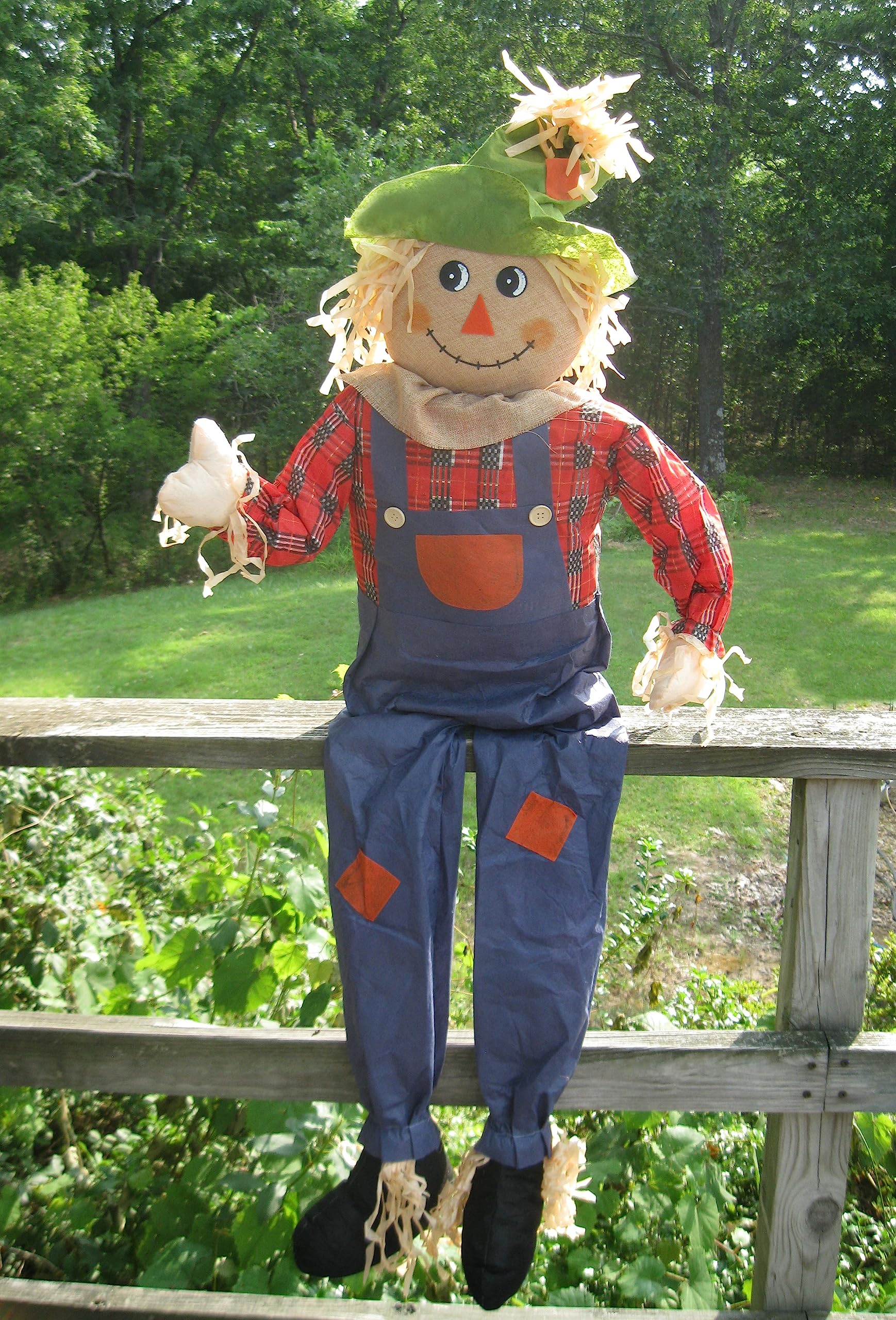 RZ Express Studios 63" Large Sitting Scarecrow Fall Harvest Halloween Porch Sitter Decoration