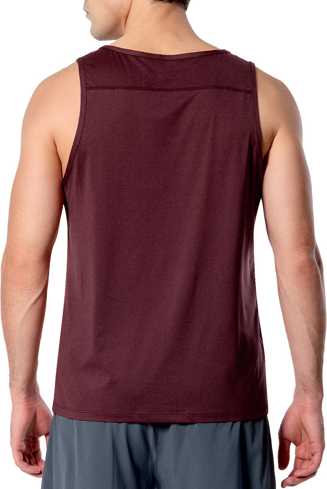 S Spowind Men's Quick Dry Running Tank Top - Athletic Workout Fitness Sleeveless Shirts Burgundy