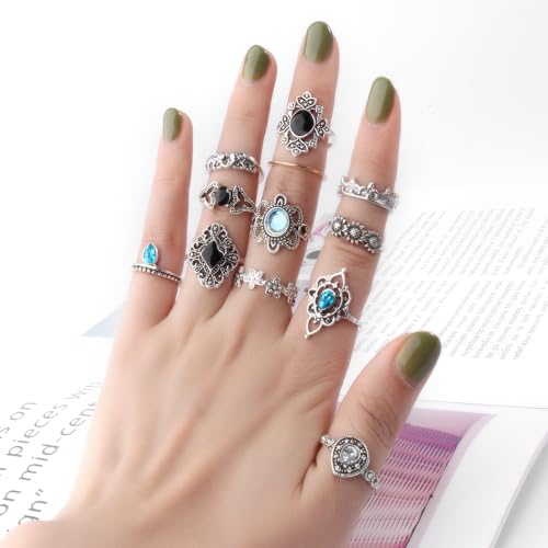 ONESING 69 Pcs Knuckle Rings for Women Stackable Rings Sets Bohemian Vintage Joint Rings for Women