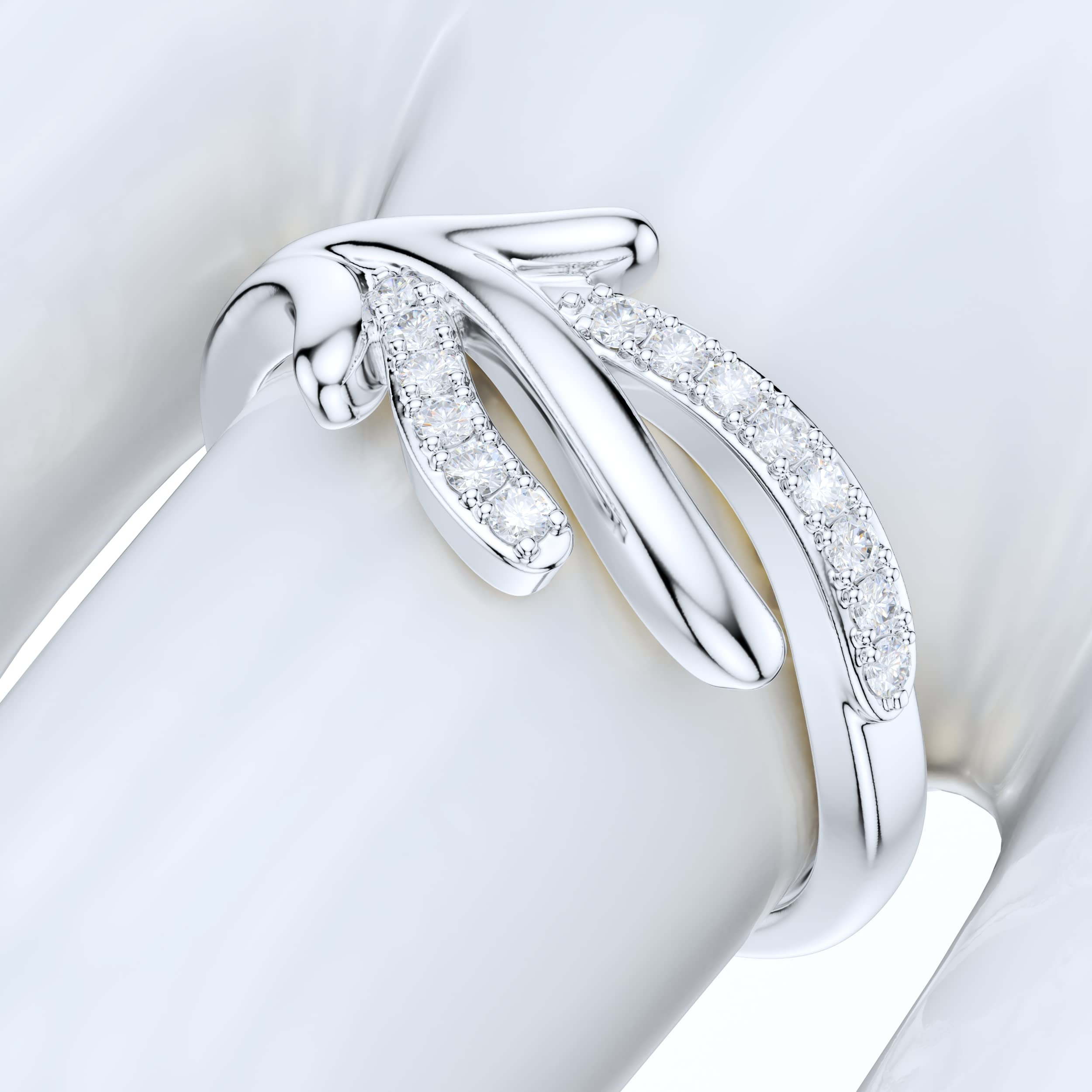 PRSTANI Sterling Silver Simulated Round Brilliant Cut Diamond Deer Reindeer Antler Style Promise Ring For Women (7)