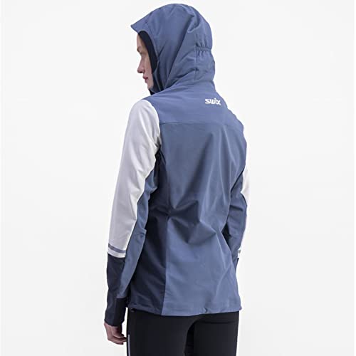 Swix Women's Standard Evolution Softshield Insulated Breathable Hooded Ski Jacket, Blue Sea, Small