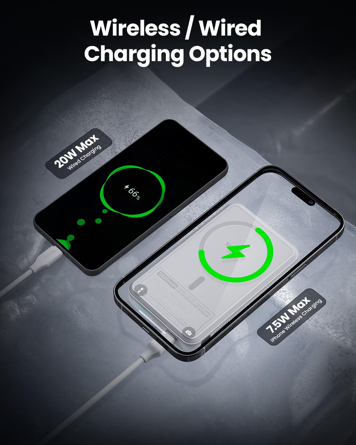 sharge ICEMAG Magnetic Power Bank, World's First 10000mAh Battery Pack with Active Cooling for MagSafe, Transparent Portable Charger with 20W USB-C Input/Output for iPhone15/15 Pro/15 Pro Max/ 14/13