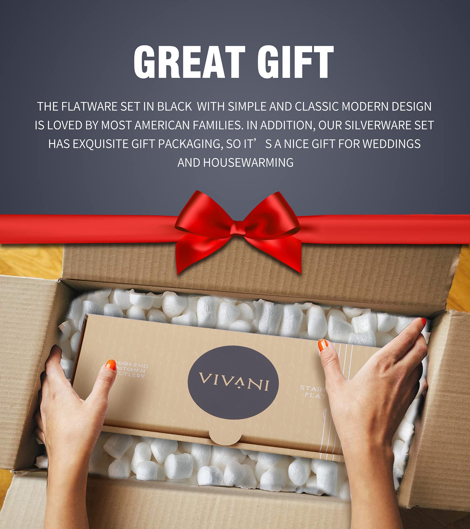 VIVANI 16 Piece Silverware Set for 4, Premium Stainless Steel Cutlery Set, Utensil Sets, Flatware Sets for 4, Forks Spoons and Knives Set Dishwasher Safe for Home Kitchen