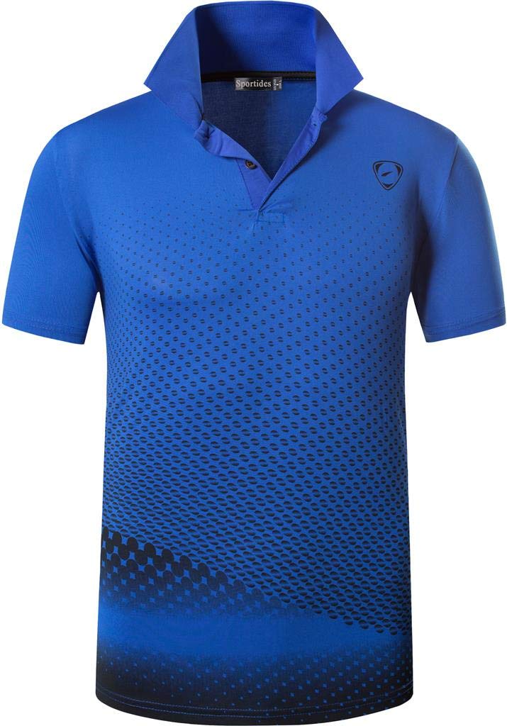 Sportides Men's Short Sleeve Sport Polo T-Shirts LSL195 Blue XXL