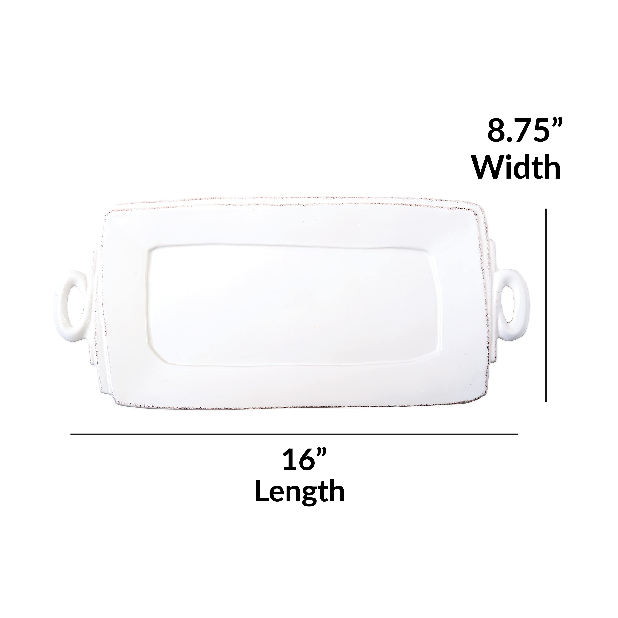 Vietri Lastra White Collection Italian Serveware Sets (Handled Rectangular Platter)