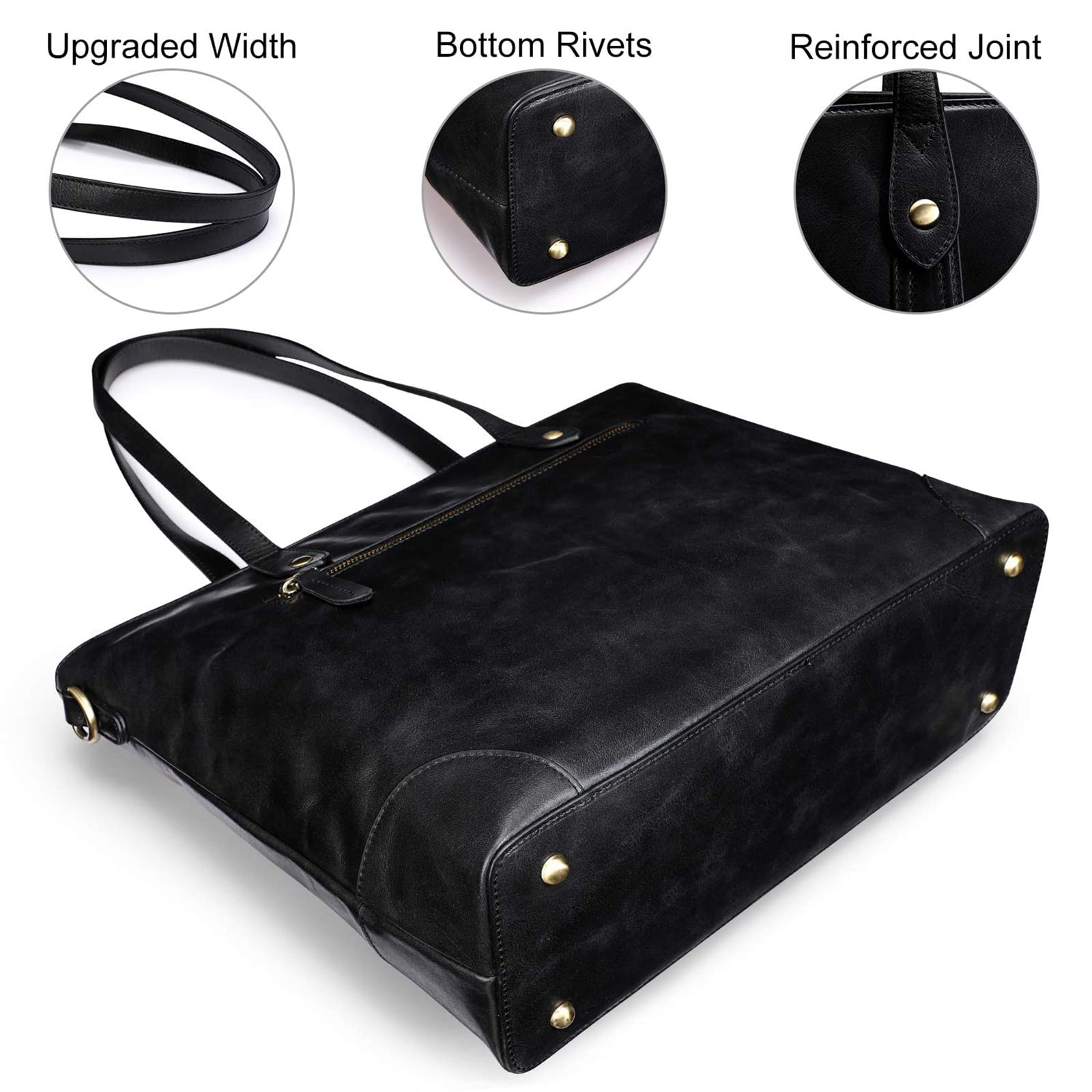 S-ZONE Women Genuine Leather Shoulder Bag Work Tote Large Handbag Crossbody Purse