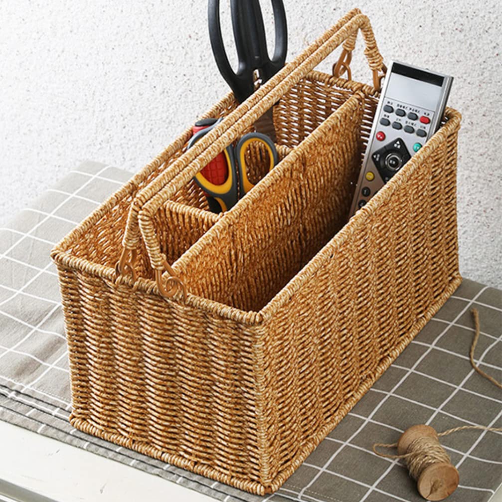STOBAZA Wicker Utensil Cutlery Holder Flatware Cabinet Divided Flatware Organizers for Forks Spoons Napkins Silverware, Serving Utensils