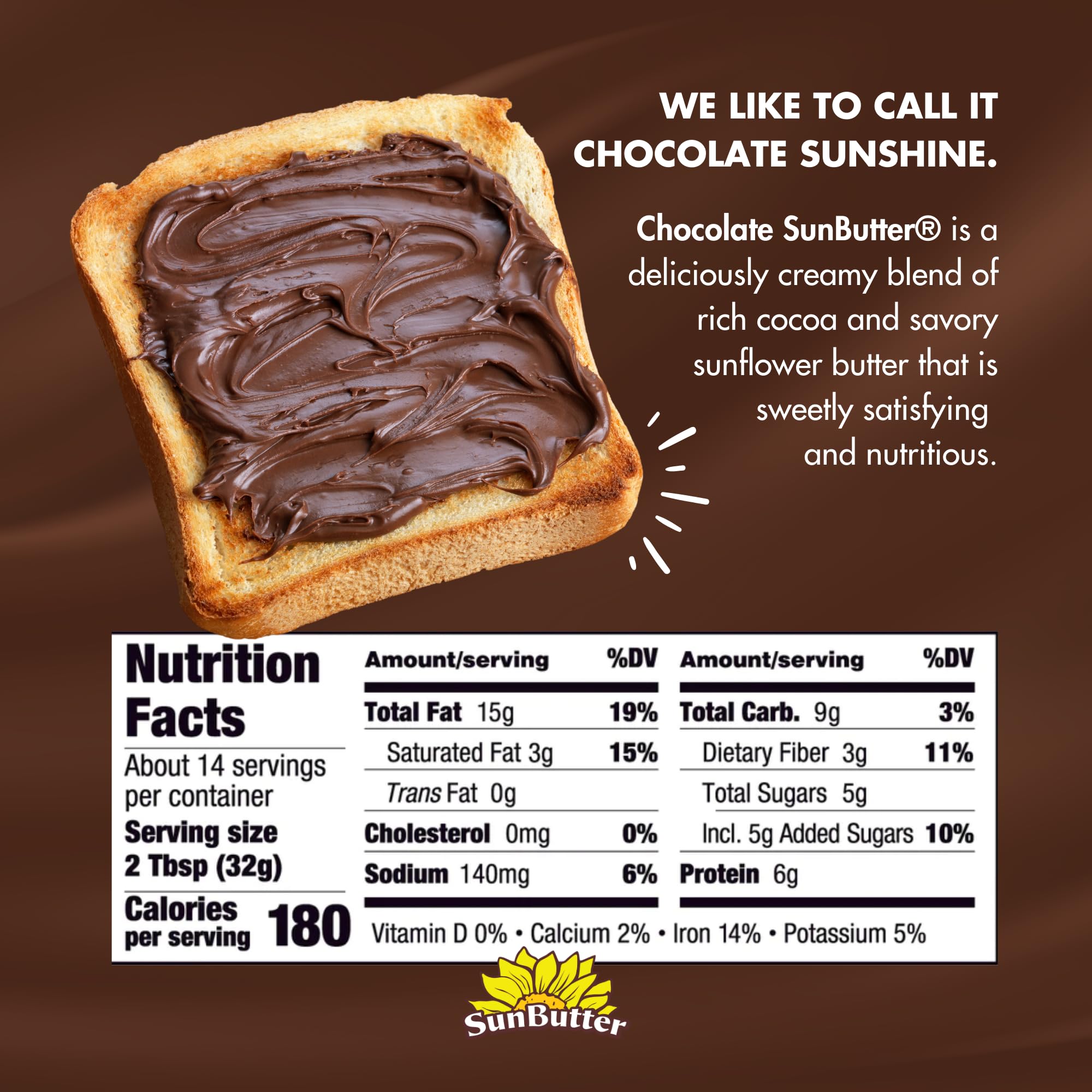SunButter® Chocolate Sunflower Seed Butter (1 Jar | 16 oz) - Healthy, Low-Sugar, Protein-Packed Spread for Breakfast, Desserts, Snacks & More