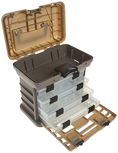 Plano Molding 135430 Stow N' Go Pro Rack with 4 #23500s Prolatch Organizers,Graphite Gray, Sandstone