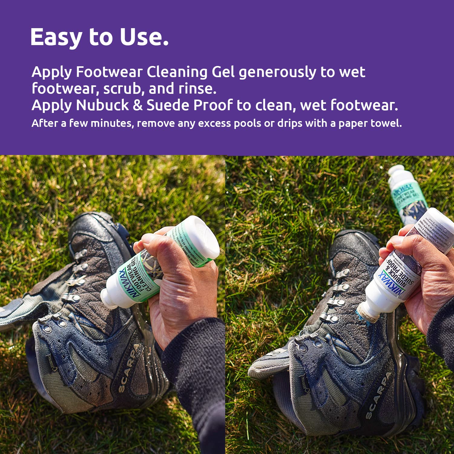 Nikwax Nubuck & Suede Footwear Clean/Waterproof DUO-Pack, Sponge-On, 8.4 oz. / 250ml