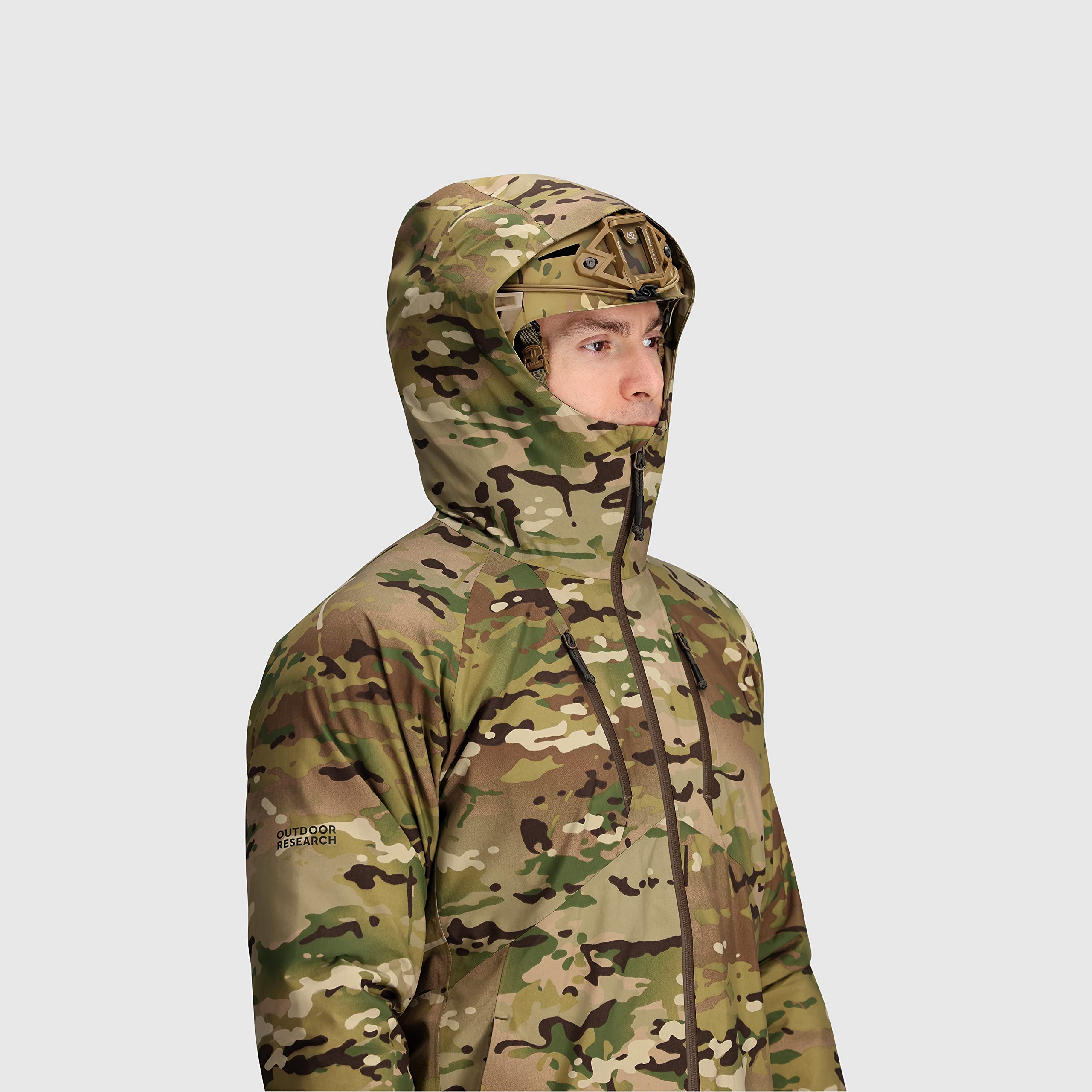 Outdoor Research - OR Pro Allies Microgravity Jacket - Multicam - Lightweight Camo Rain Jacket, Waterproof, Helmet Compatible