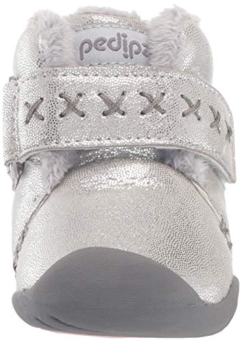 pediped baby girls Rose First Walker Shoe, Silver, 7 Toddler US