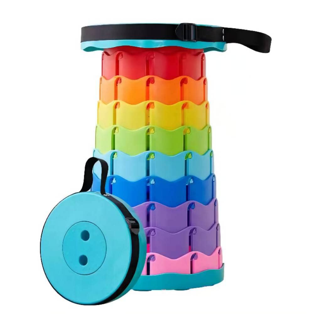 Upgraded Folding Stool Portable Chair Collapsible Lightweight Retractable Seat Foldable Stool for Camping Fishing Indoor and Outdoor - Rainbow Design, UN03B06US1