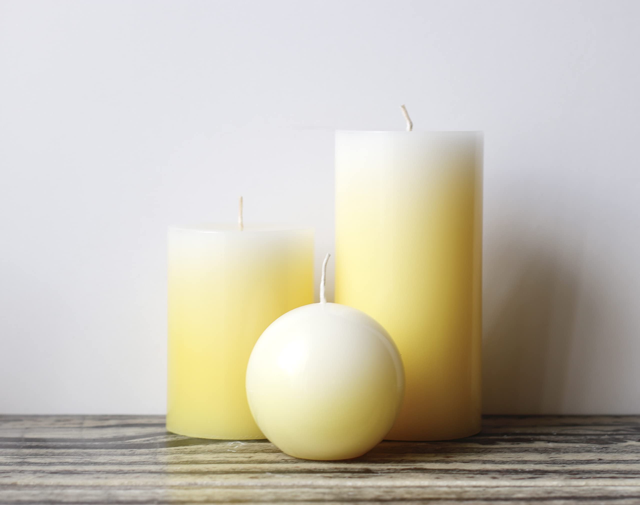 Ombre Gradation Pillar Candle Set by Modern Candle Design Set of 3-2.95", 4" and 6" Unscented (Colonial Blue)