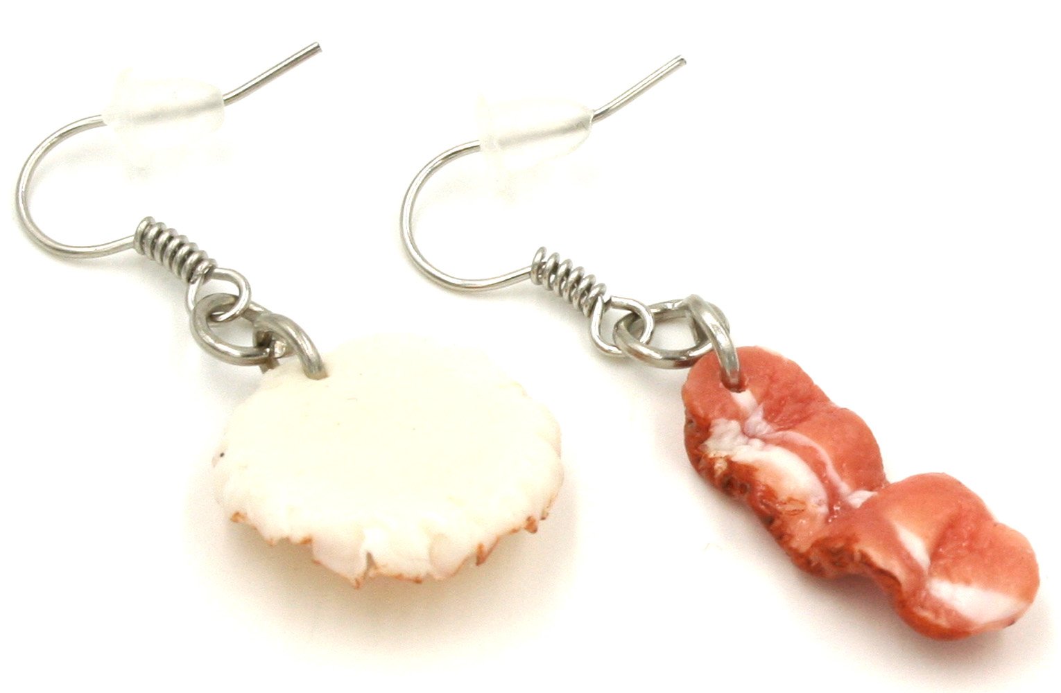 Polymer Clay Handmade Fried Bacon with Sunny Side up Egg Earrings
