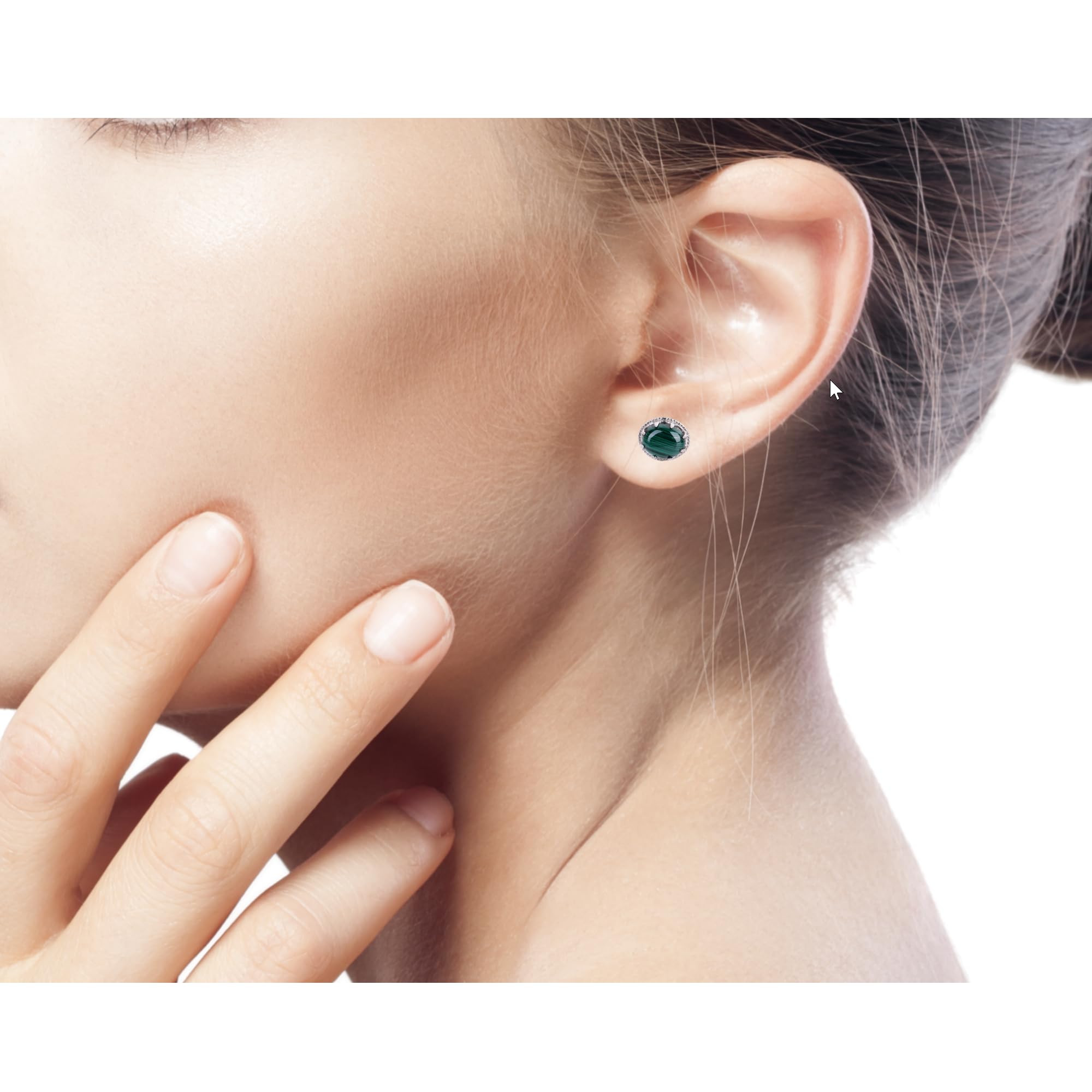 NOVICA Artisan Handmade Malachite Stud Earrings Sterling Silver Deep Green India [0.4 in L x 0.3 in W x 0.3 in D] ' Morning Forest'