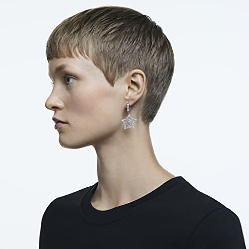 Swarovski Women's White Rhodium Brass Pierced Hoop Earrings with Crystals