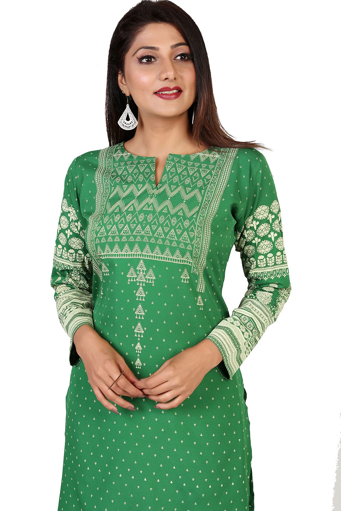 Plus Size Indian Kurtas for Women Long Kurti Tunic Tops (Green, 7XL)