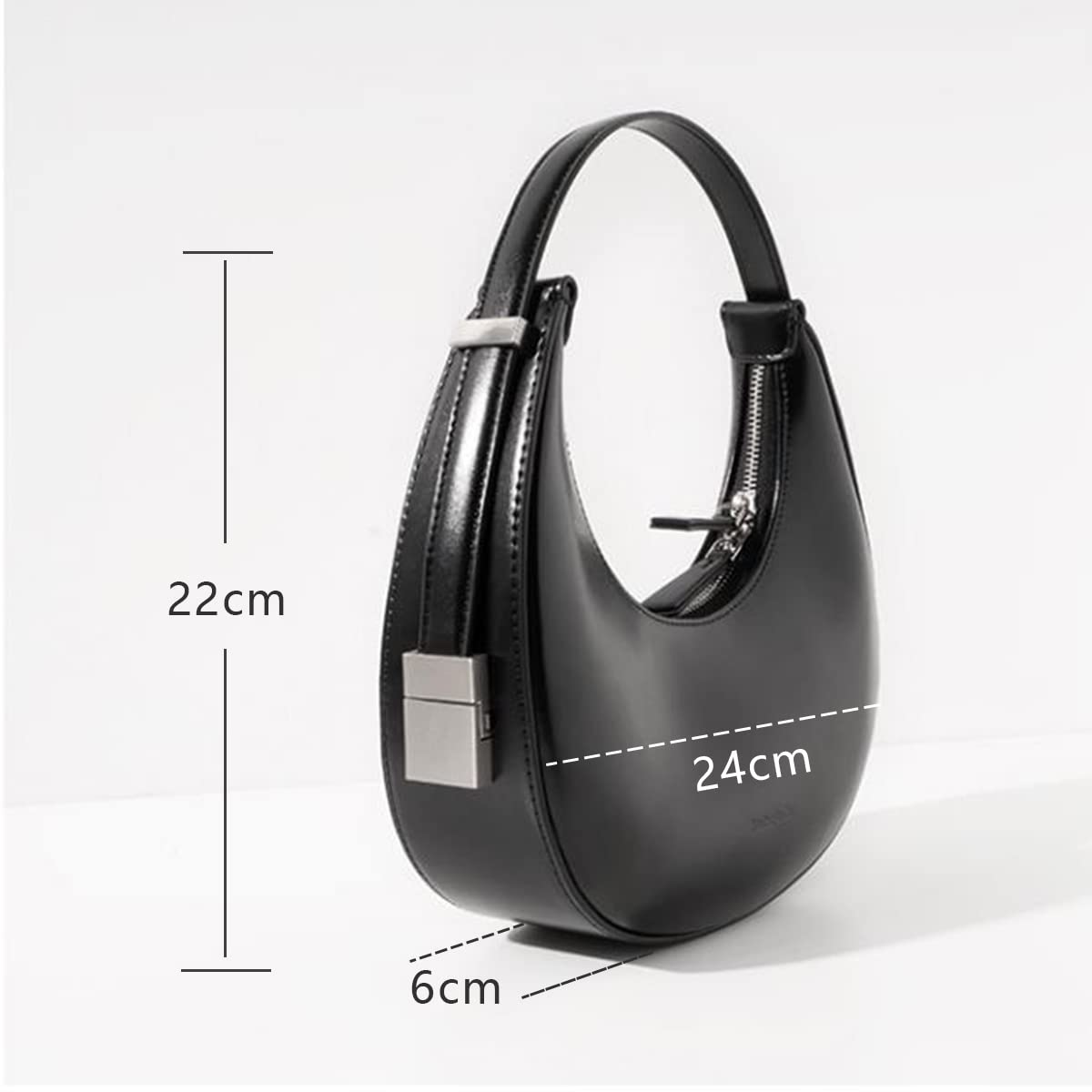 XAP Crescent Hobo Bag for Women Y2k Underarm Bag Top Handle Purse Dumpling Handbag with Zipper, Black