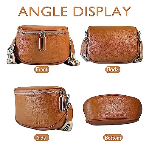 ZOSIVEB Genuine Leather Women's Crossbody Shoulder Sling Bags/Satchel Bag/Cowhide Saddle Bag/Chest Bag/Shoulder Messenger Bag (Black)